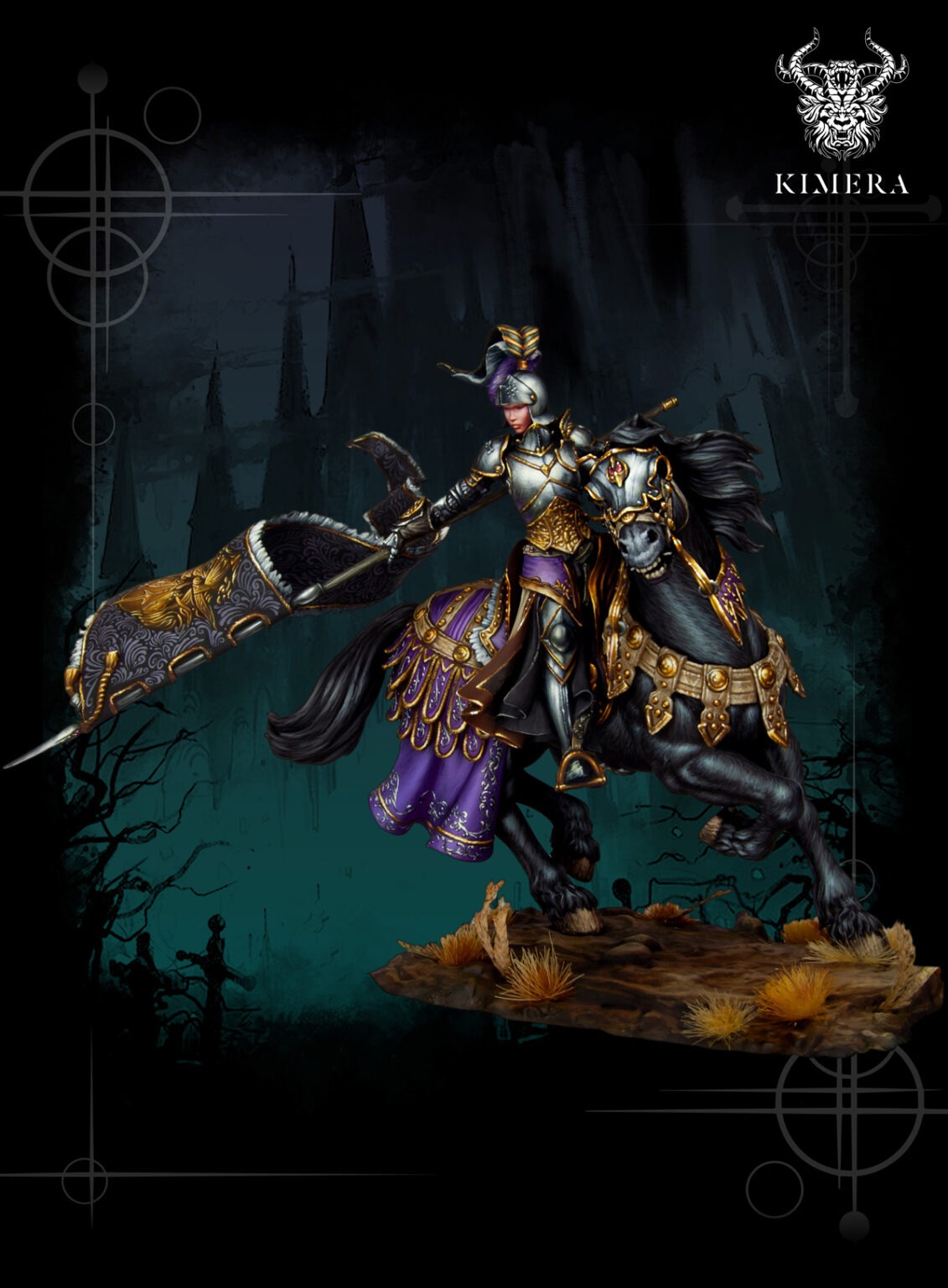 Asteria Mounted - Female Knight Miniature - Pegaso World